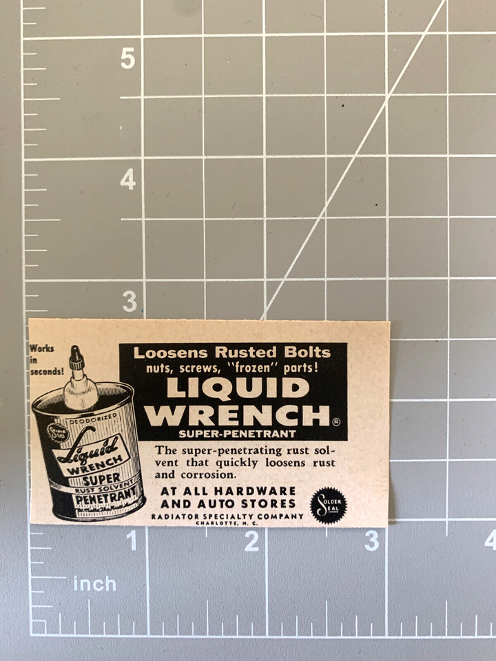 Liquid Wrench Print Ad Rust Remover Construction Charlotte NC Vintage ...