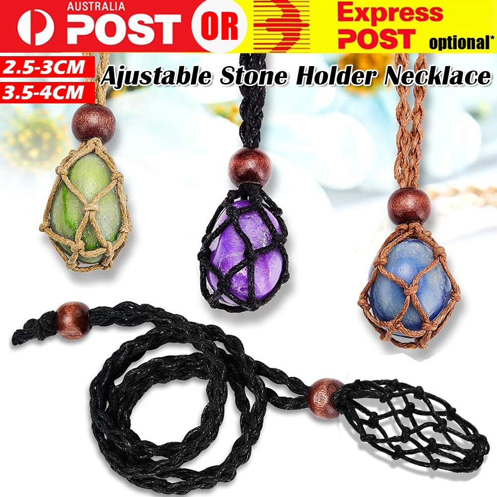 Empty Stone Holder Necklace Crystal Quartz Gemstone Cage Rope Cord ...