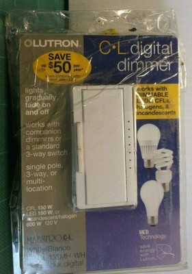 Lutron Maestro CL Digital Dimmer White MACL-153MH-WH White | eBay