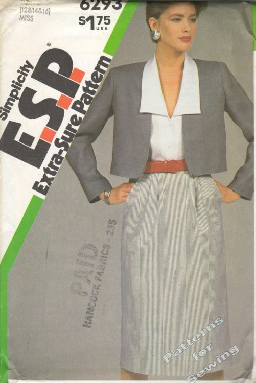 Pattern Simplicity ESP Sewing Woman Vintage 1983 Jacket Skirt Blouse Sz ...