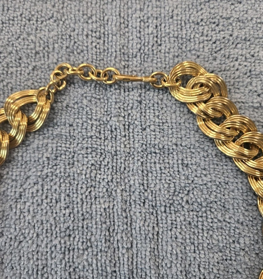 Vintage Monet Chunky Gold-Tone Double Curb Chain Necklace 21