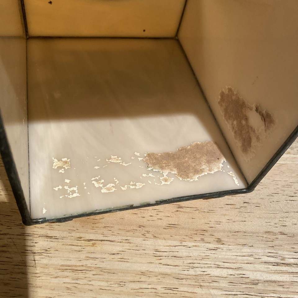 Vtg Leaded Stained Glass Tissue Box Cover Slag W/ Raised Southwestern ...