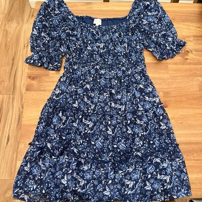Francesca Teen Blue Chiffon Lined Floral Dress Size Small | eBay