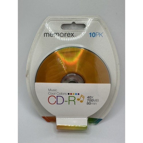 Memorex 10PK CD-R 40X 700MB 80min 10 pack CD-R Discs NEW Cool Colors ...