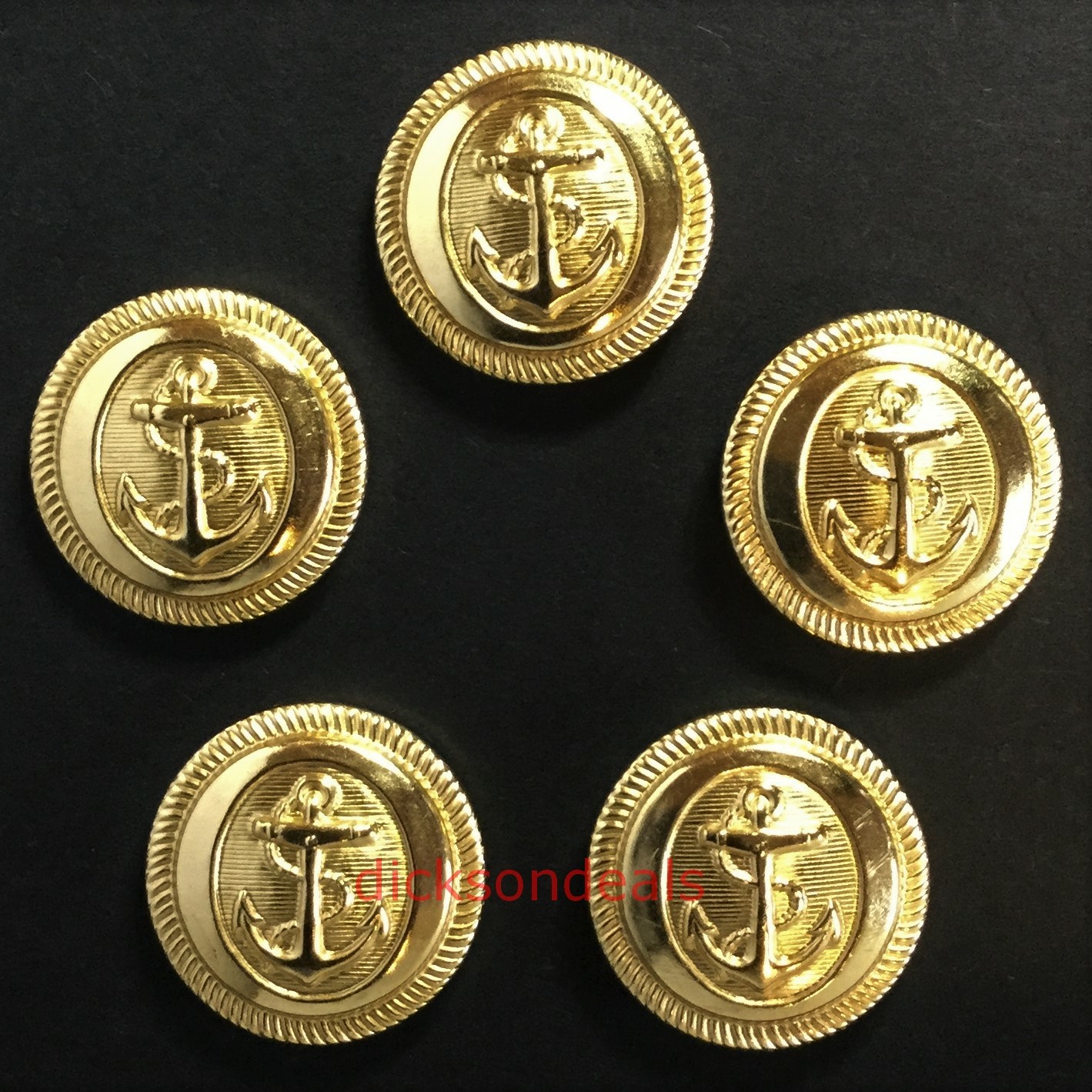 5 Anchor Military Sailor Buttons Gold Colour Metal 15mm 19mm 23mm Sew ...