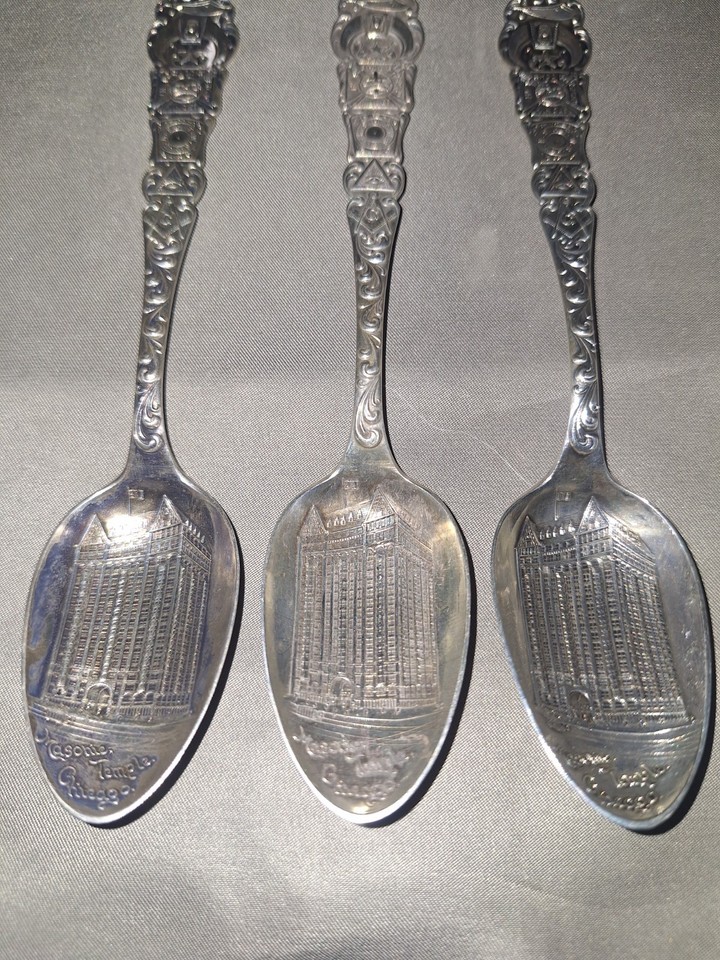 Three Sterling Silver Masonic Temple Chicago Spoons | eBay