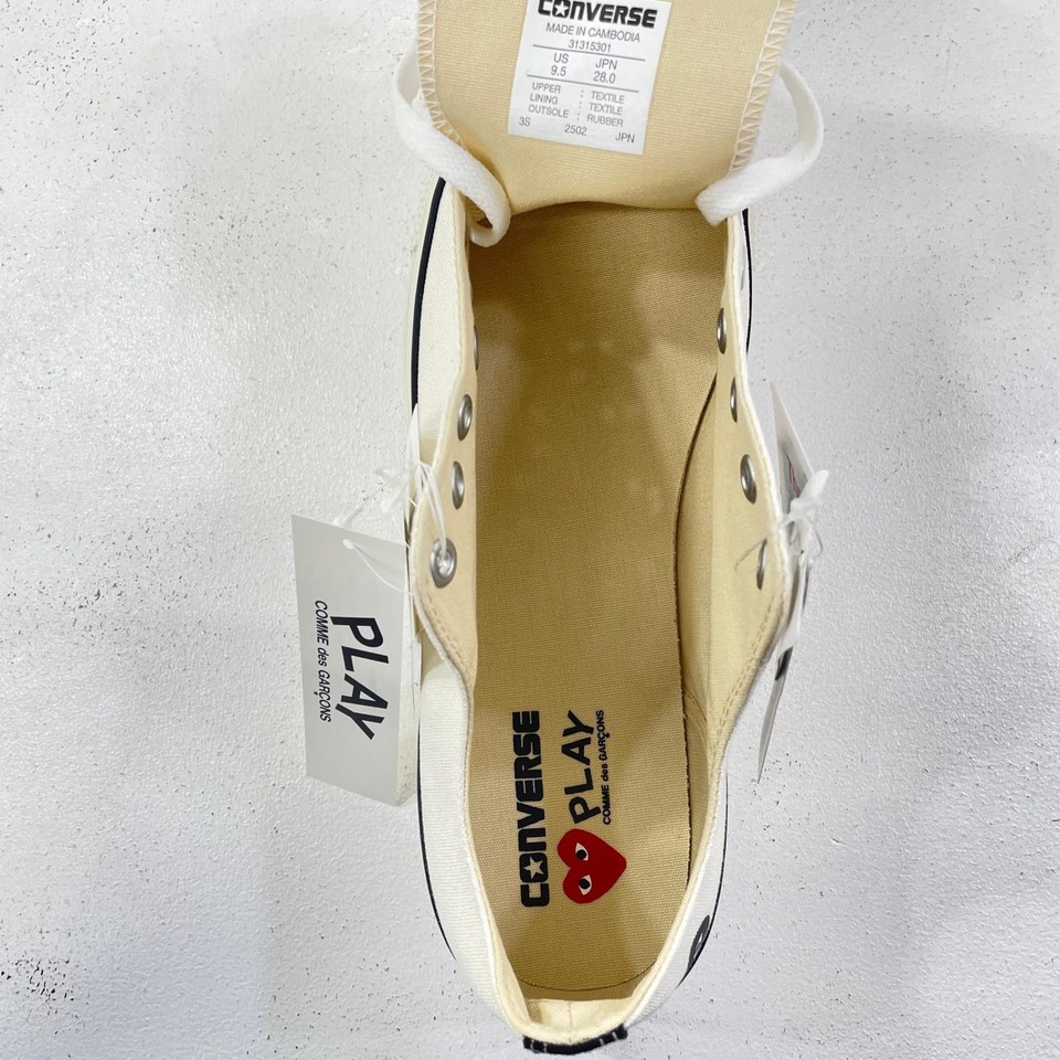 Men 9.0US Used Converse Play Comme Des Garcons Sneakers Az-K125-001 ...