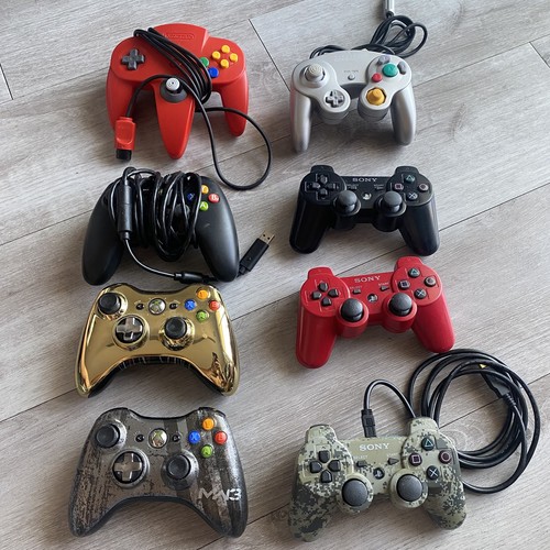Xbox 360 Wireless Gold MW3, PS3 Camo Red, GameCube N64 - Lot Of 8 Parts ...