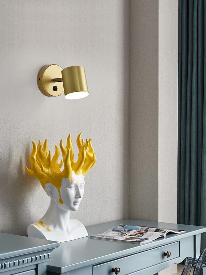 6W COB LED Acrylic Bedside Wall Light Fixture Rotating Lamp Head On/Off ...