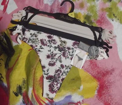 3 NEW PRIMA VALENTINA 82348 FL/BK/BG STRING SIDES NO PANTY LINES THONG ...