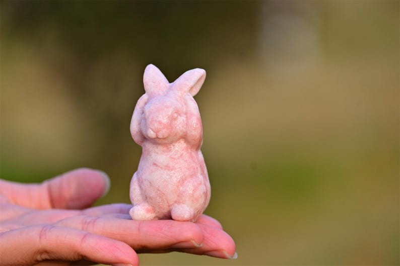 2.8'' Natural pink opal Rabbit hand carved reiki collect decor heal ...