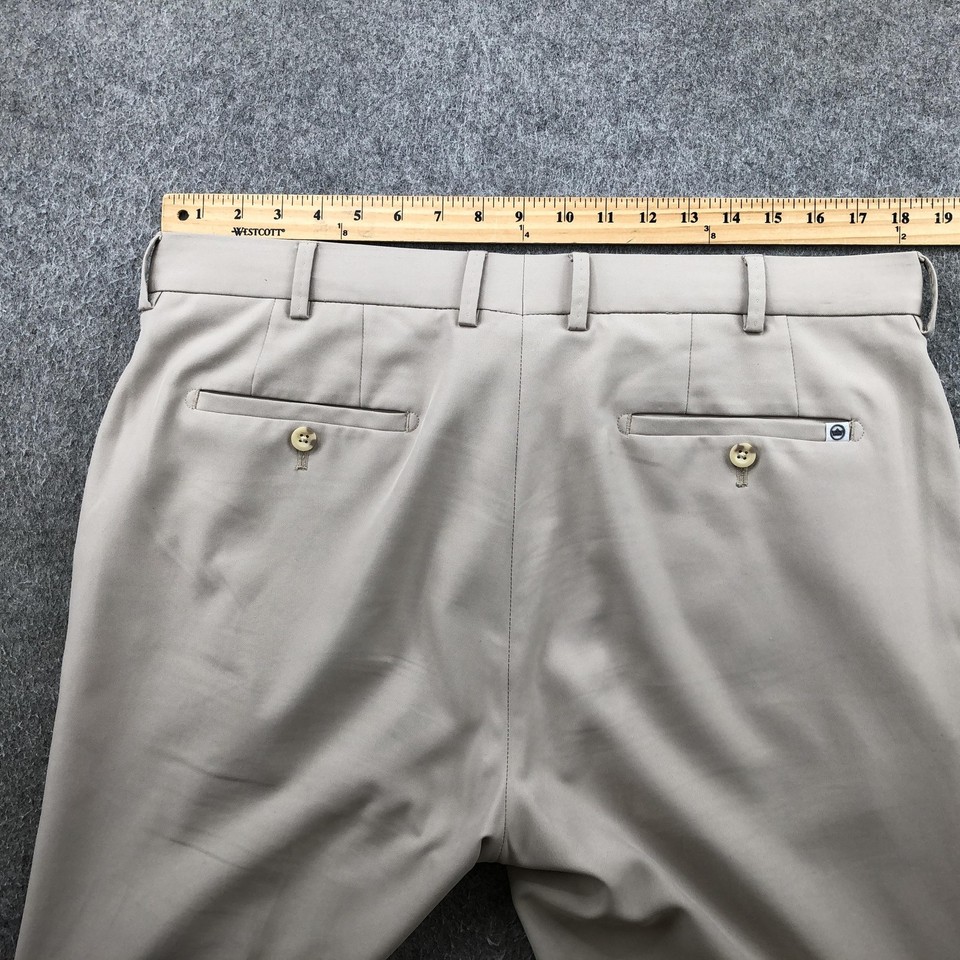 Peter Millar Pants Mens 36x32 Beige Polyester Flat Front Straight Leg ...