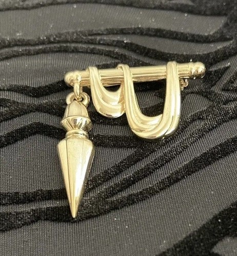 Vintage Gold Tone Dangle Pin With Draped Detail Brooch | eBay
