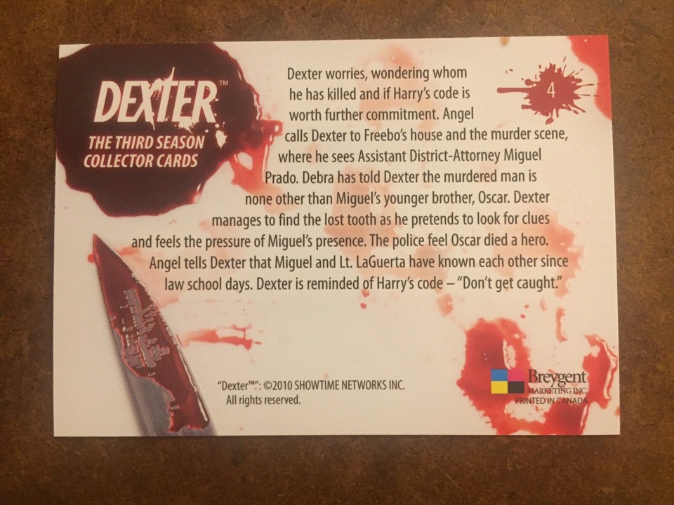Dexter 4 Dexter Third Season Trading Card S 3 | eBay