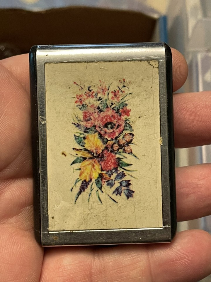 Miniature 1950s Pocket Address Flip Book Index Rolodex Tin Case Flowers ...