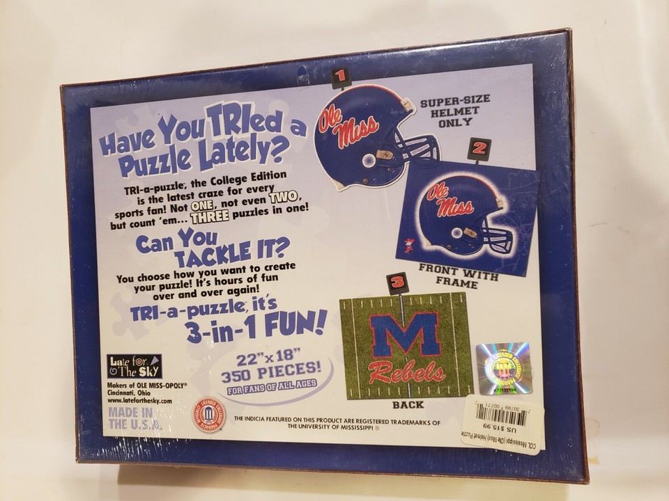 Ole Miss Rebels University of Mississippi 3in1 Tri-a-PUZZLE helmet ...