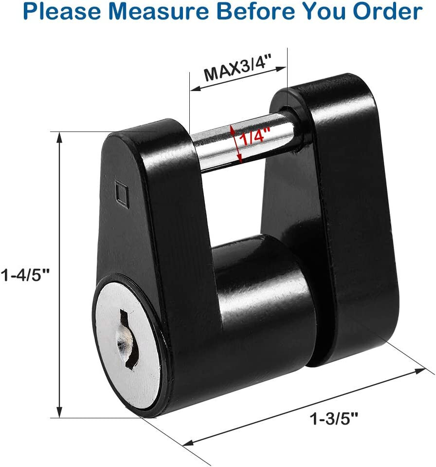 Trailer Hitch Coupler Lock Dia 1/4" Span 3/4" for Tow Boat RV Truck ...