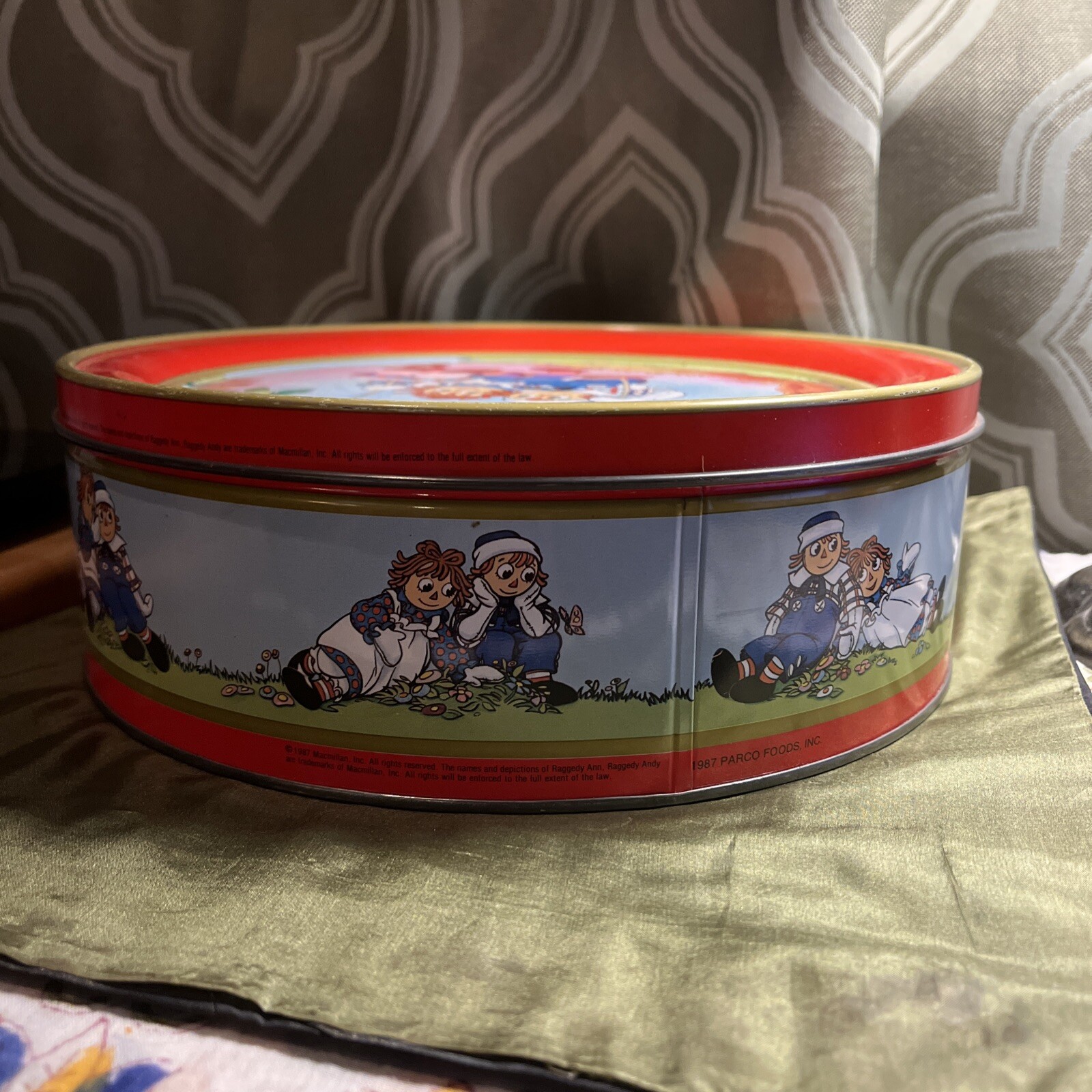 1987 Raggedy Ann Andy Tin Can Parco Foods Macmillan Kitchen Collectible Vintage | eBay