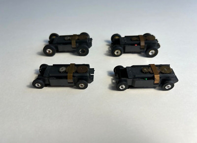 4 ORIGINAL COMPLETE AURORA T-JET CHASSIS' untouched 50 years RUN GOOD ...