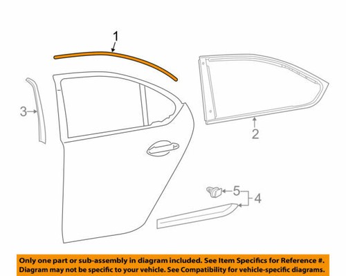 75763-50020 Toyota Moulding, rear door window frame, upper rh ...