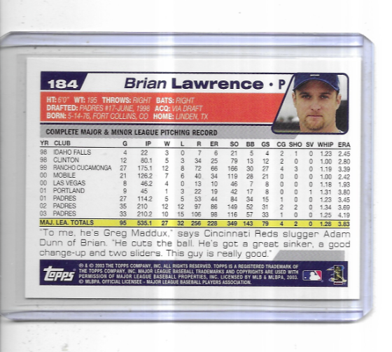 2004 Topps #184 Brian Lawrence San Diego Padres | eBay