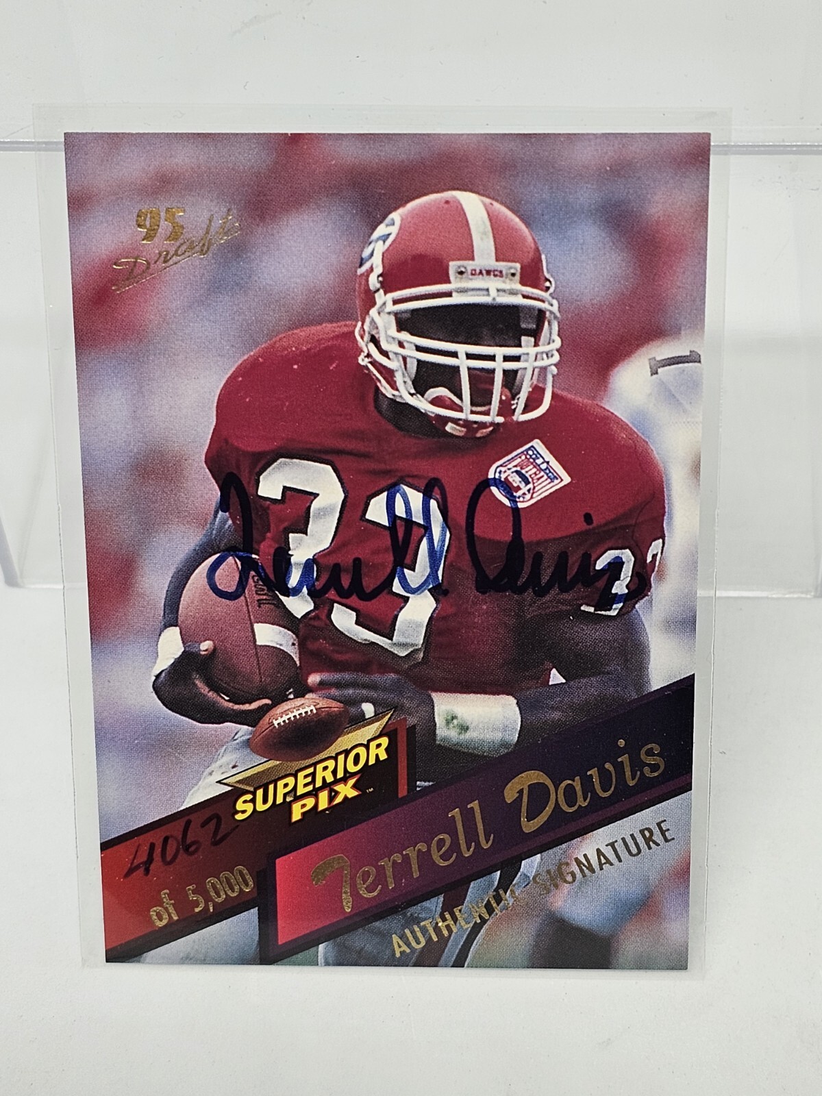 1995 SUPERIOR PIX TERRELL DAVIS RC DRAFT AUTO #'d /5000 UGA / BRONCOS ...