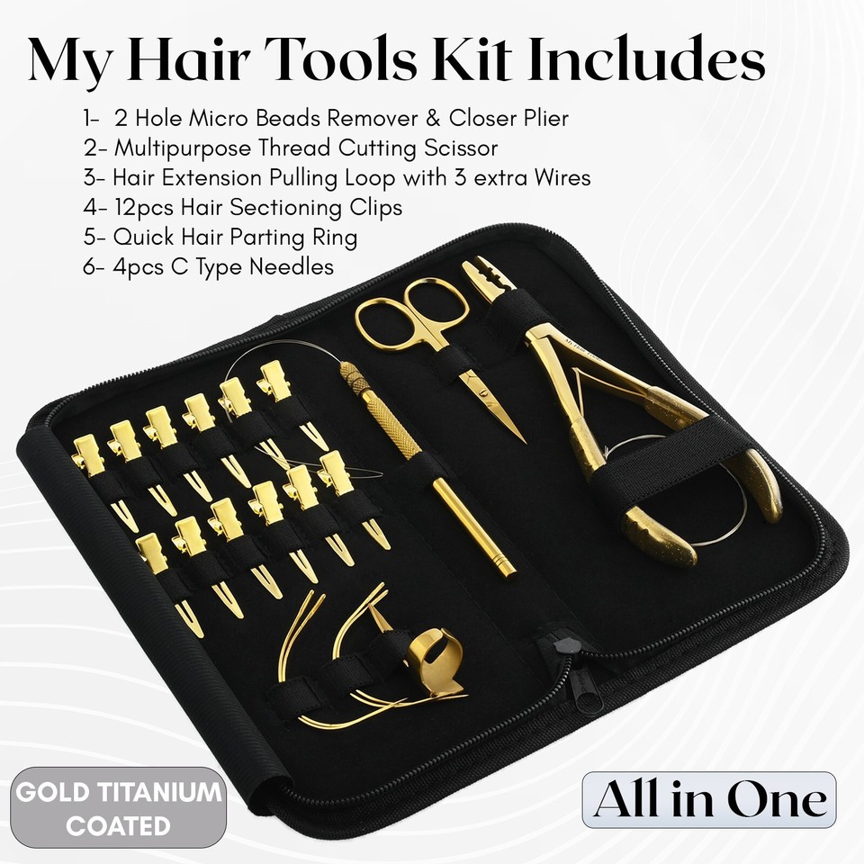 Hair Extension Tools kit for Micro Beads Hair Braiding Rings 12 ...