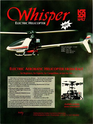 Kalt Whisper RC Electric Helicopter Vintage Print Ad Ephemera Wall Art ...
