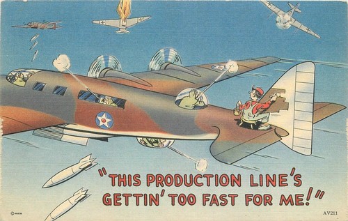 Postcard 1940s Military Aircraft Production line comic humor #AV211 23 ...