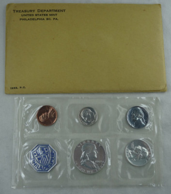 1963 US Mint Proof Set 5 Coins 90% Silver Original Envelope & Cello ...