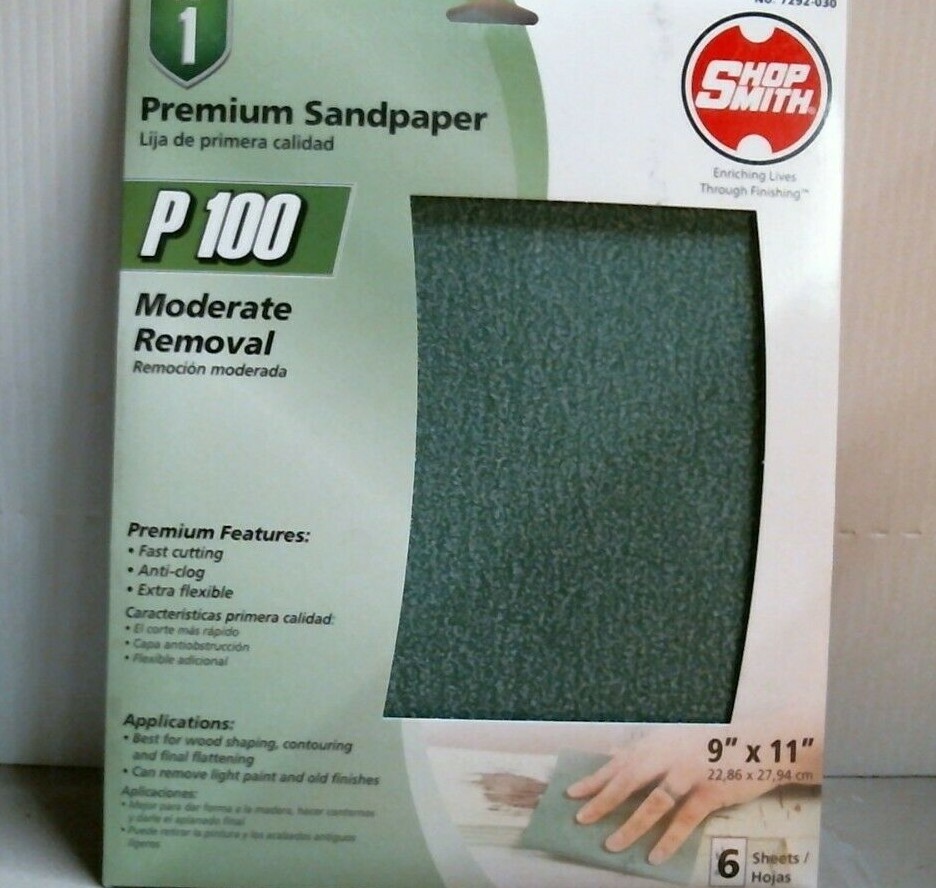 ShopSmith 7292-030 Premium Sandpaper P100, 9" x 11", FREE SHIP | eBay