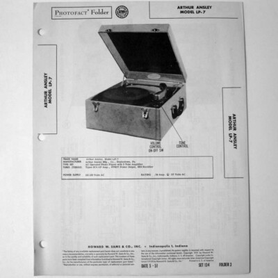 Arthur Ansley Model LP-7 - SAMS Photofact ™ 1951 - New NOS | eBay