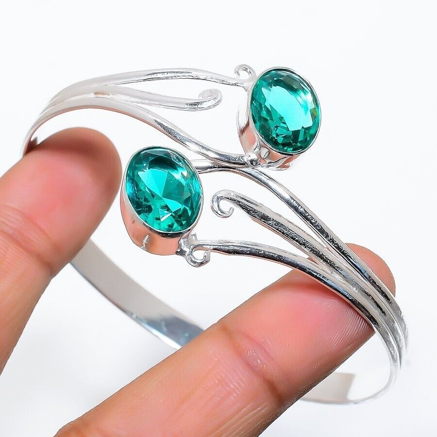 Mint Tourmaline Gemstone 925 Sterling Silver Jewelry Cuff Bracelet Size ...