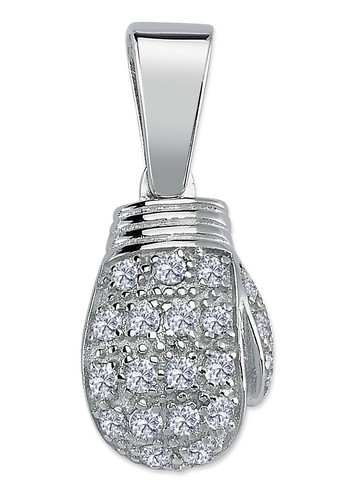 STERLING SILVER BOXING GLOVE CUBIC ZIRCONIA BOXER CHAMP PENDANT ...