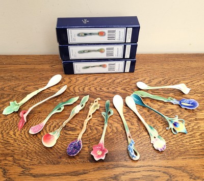 Franz Porcelain Spoons - Grapes, Peacock, Papillon, Strawberry Boxed ...