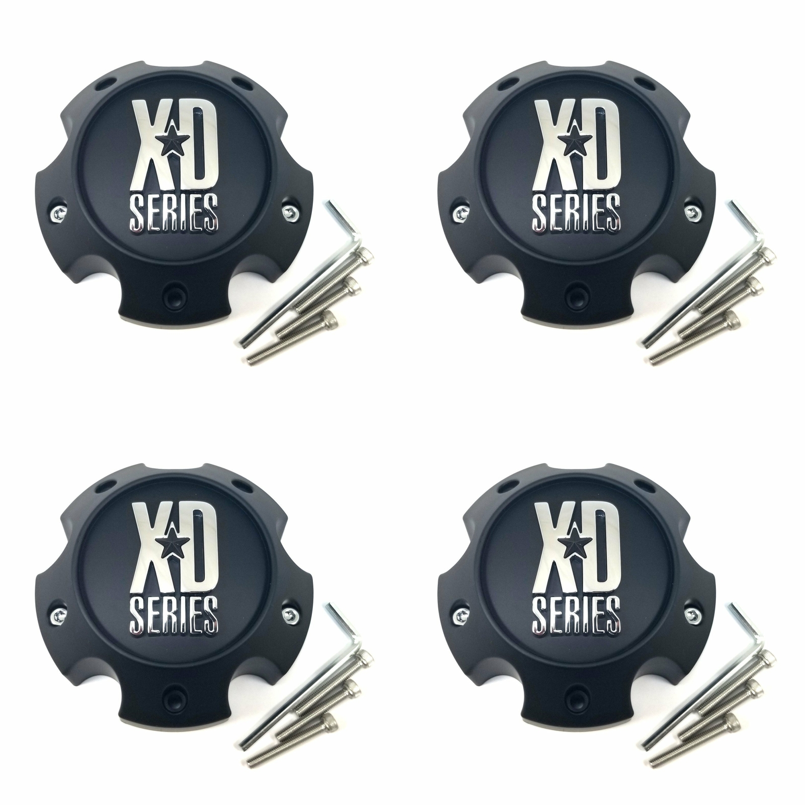 4 XD Series Black Wheel Center Caps for 5L XD807 Strike XD808 Menace ...