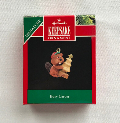 1990 Busy Carver ~ Beaver Carving Christmas Tree ~ Hallmark Miniature ...