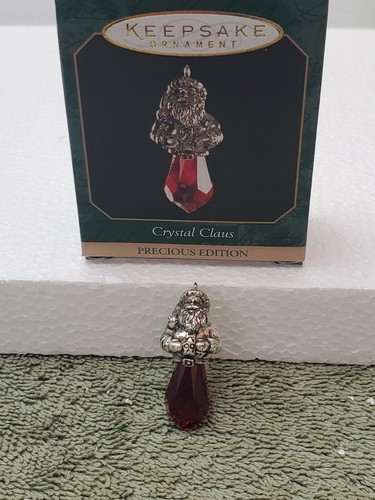 1999 Hallmark Miniature Ornament CRYSTAL CLAUS Precious Edition Silver ...