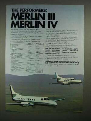 1973 AiResearch Aviation Merlin III, Merlin IV Plane Ad | eBay
