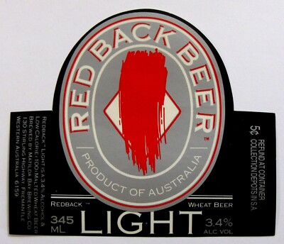 Matilda Bay Brewery REDBACK BEER label WESTERN AUSTRALIA 345ml | eBay