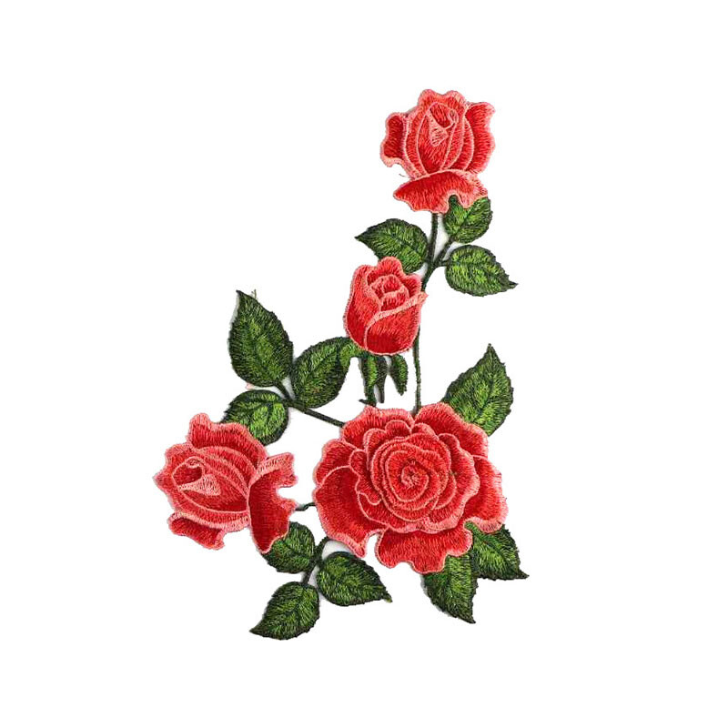 Rose Flower Patch Iron Sew On Embroidered Badge Clothes Embroidery ...
