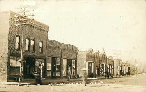 RPPC Postcard Antique Baldwin Wisconsin Main Street 1913 | eBay