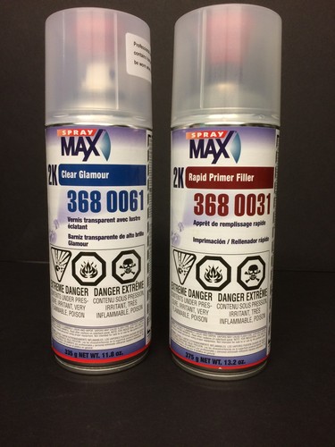 USC SPRAYMAX COMBO 2K GLAMOUR CLEAR 3680061 AND 2K RAPID PRIMER FILLER ...