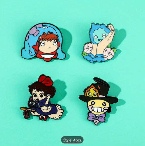 Lot of 4 Cartoon Character Brooch Anime Enamel Pin Personality Metal ...