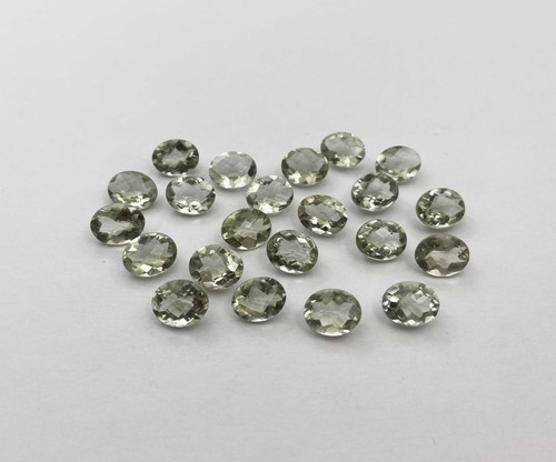 Natural Green Amethyst Oval Checker Cut Gemstone Lot 22 Pcs 8 10 MM 51 ...