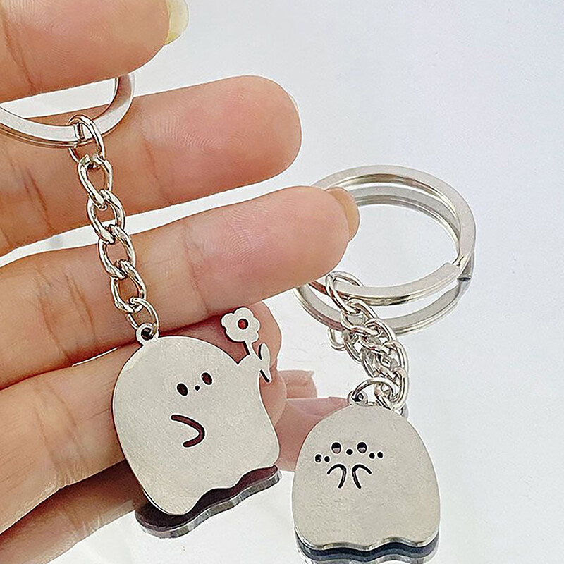 Ghost Key Chains Metal Bag Car Keychain Funny Dumpling Pendants Couple ...