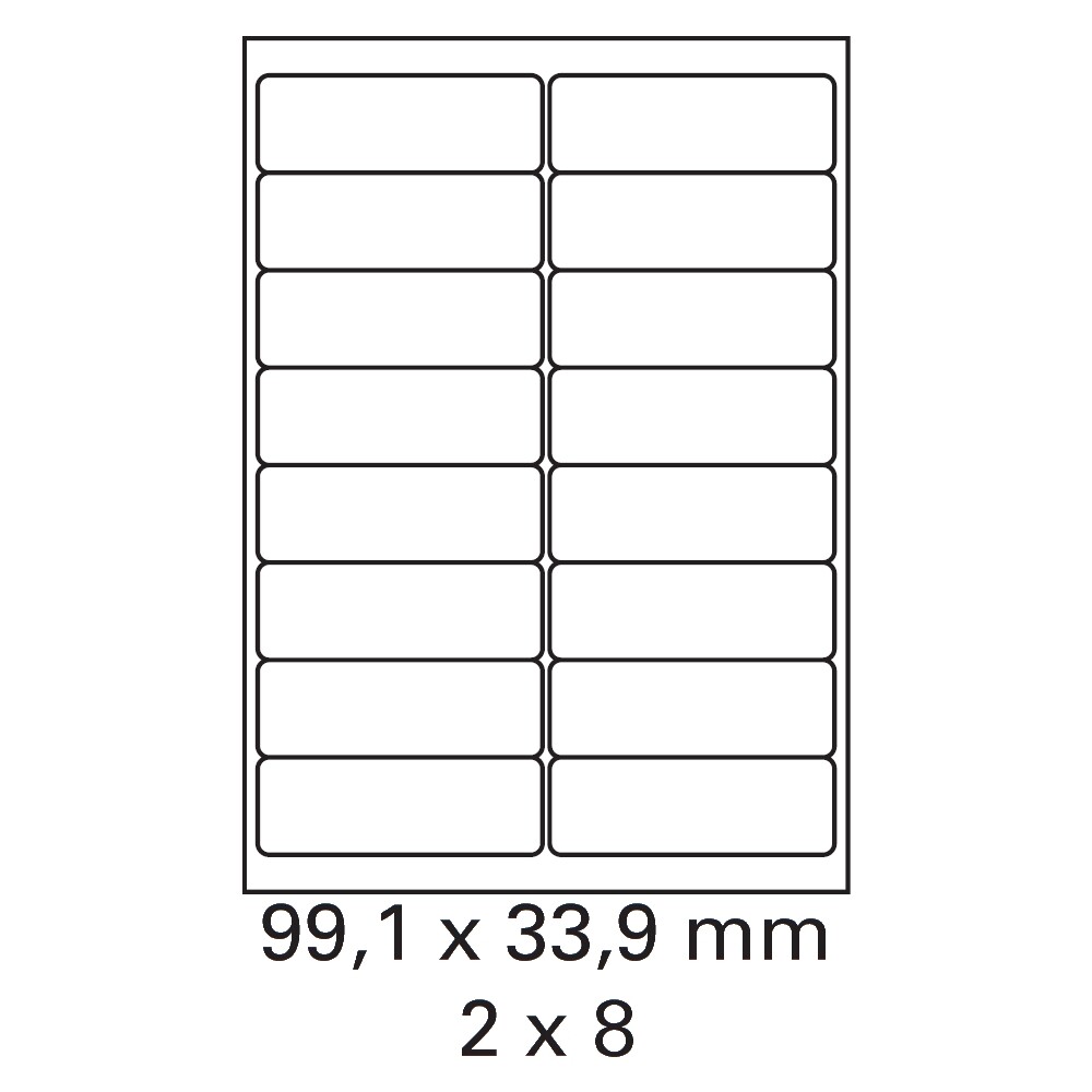 200 Bögen Etiketten 99,1 x 33,9 mm je 16 Sticker auf DIN A4 ...