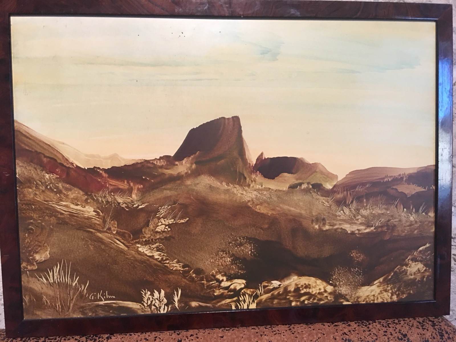 Georges Kihm 1927/1993 Tableau Aquarelle Sur Papier Photo Paysage De La ...