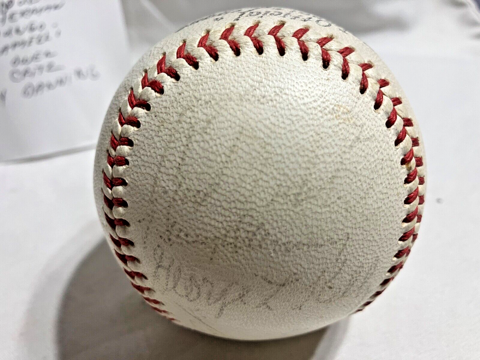 Old Timers Autographed Official NL Baseball Zack Wheat Travis Jackson ...