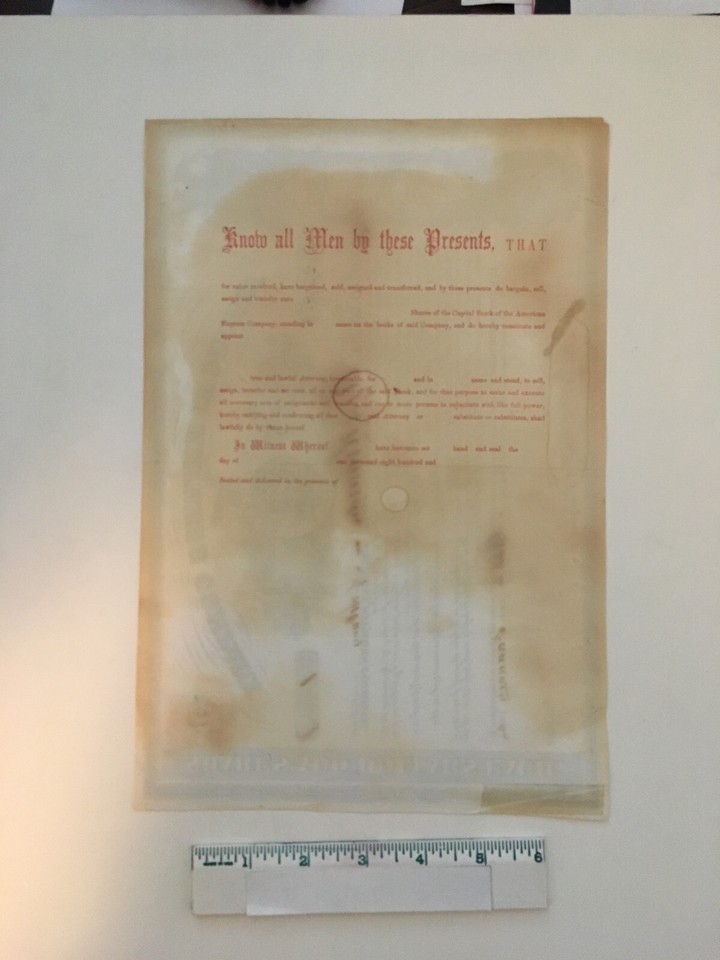 WILLIAM FARGO AUTOGRAPH STAGE COACH PONY EXPRESS 1866 AMEX STOCK ...